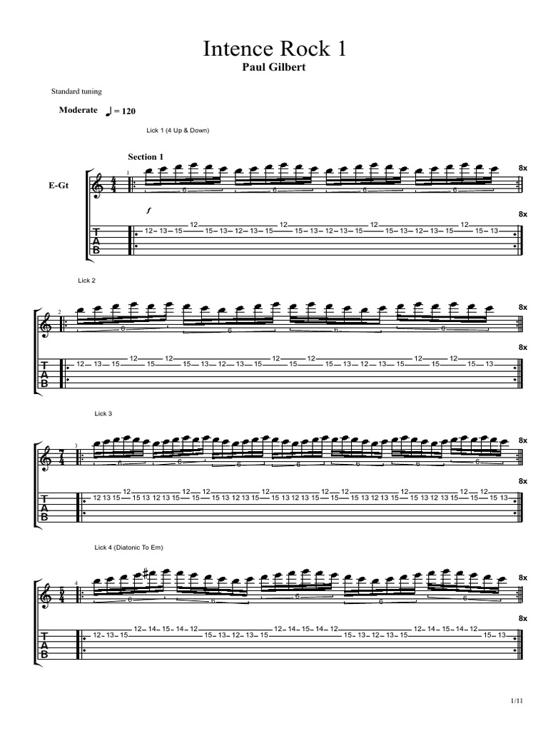 Paul Gilbert's Intense Rock Licks 1 | PDF | Musical Compositions ...