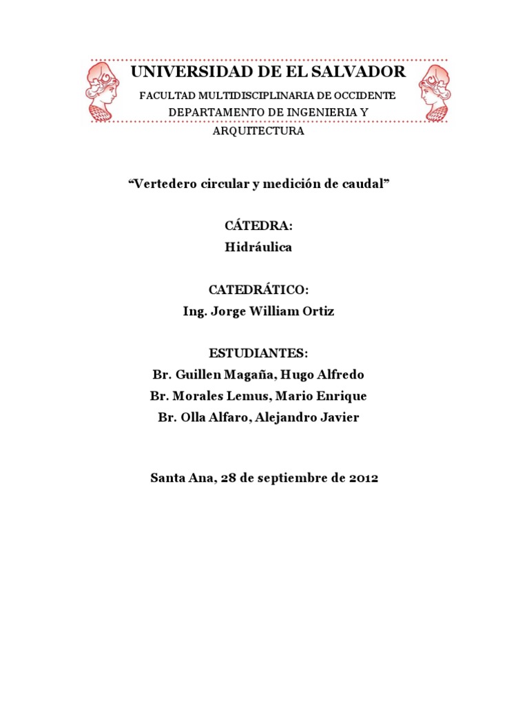 Vertedor Circular Hidraulica | PDF | Hidrología | Materiales transparentes