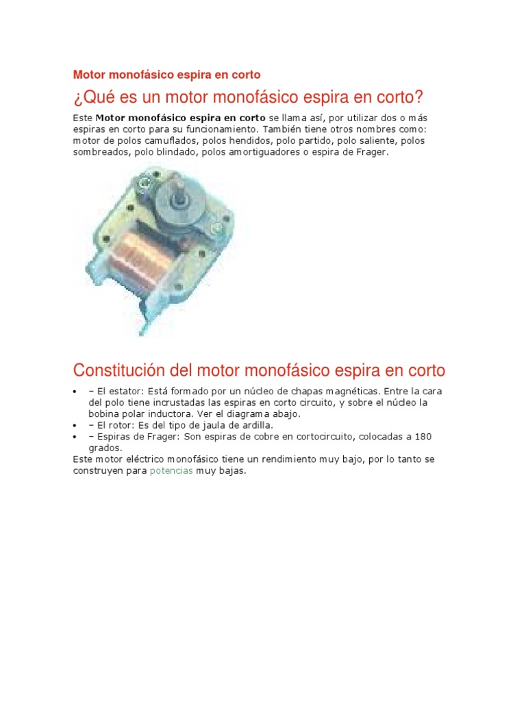 Motor Monofásico Espira en Corto | PDF