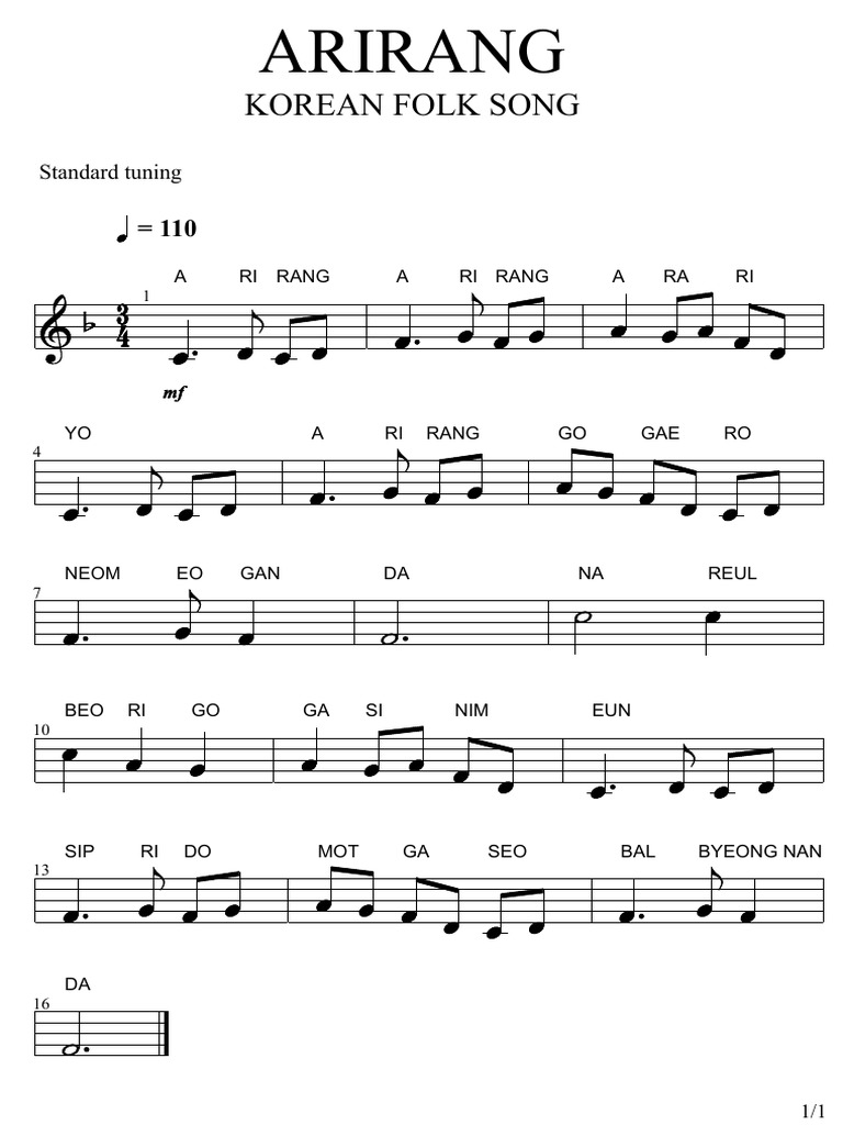 Arirang: Korean Folk Song | PDF