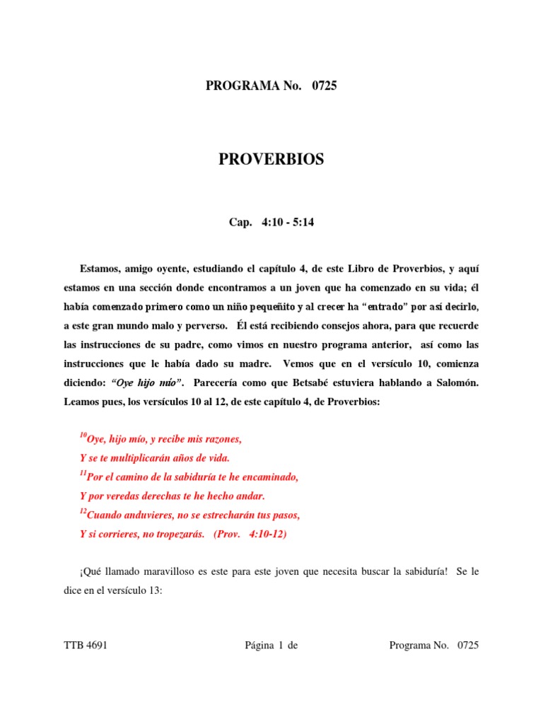 Proverbios 4,10 5,14 | PDF | Libro de proverbios | Mal