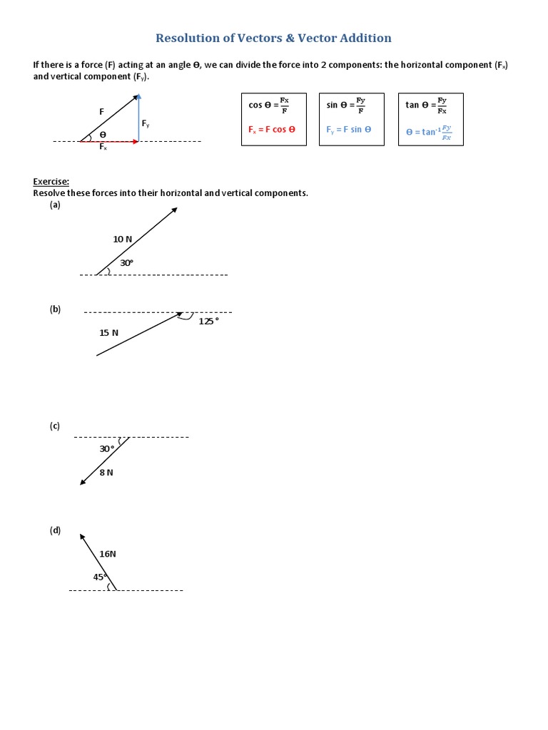 Vector Resolution Exercise | PDF | Trigonometric Functions | Euclidean ...