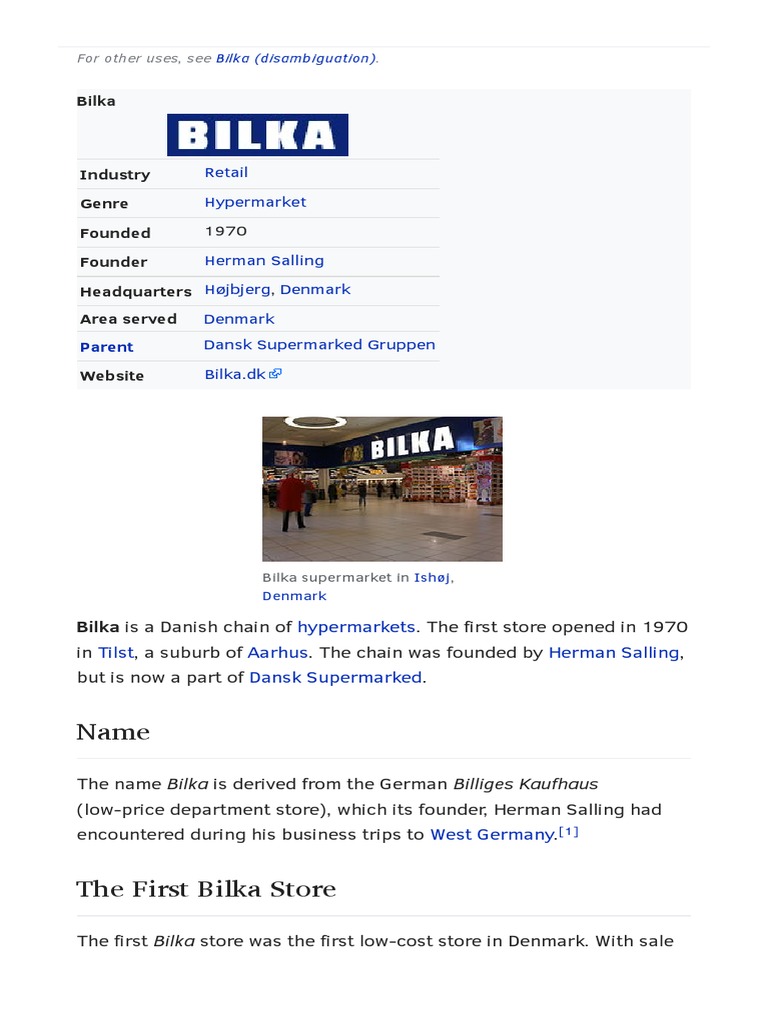 Danish hypermarket chain Bilka founded in 1970/TITLE | PDF | Food ...