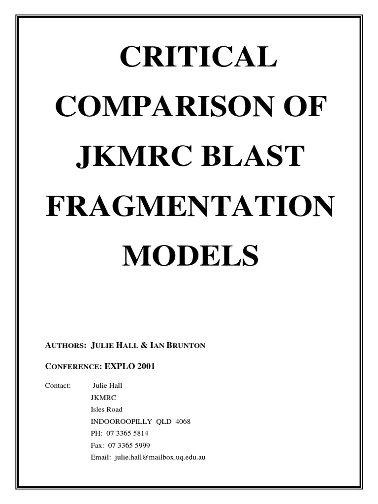 Critical Comparison of JKMRC Blast Fragmentation Models (Hal | PDF | Concrete | Mining