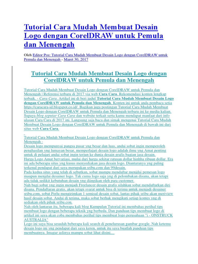 Tutorial Cara Mudah Membuat Desain Logo Dengan CorelDRAW Untuk Pemula Dan Menengah | PDF ...