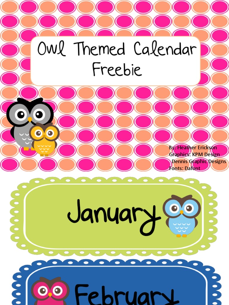 Owl The Me Calendar Freebie | PDF