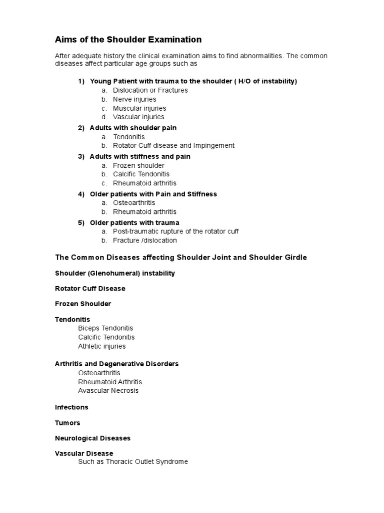 Shoulder Examination | PDF | Shoulder | Anatomical Terms Of Motion
