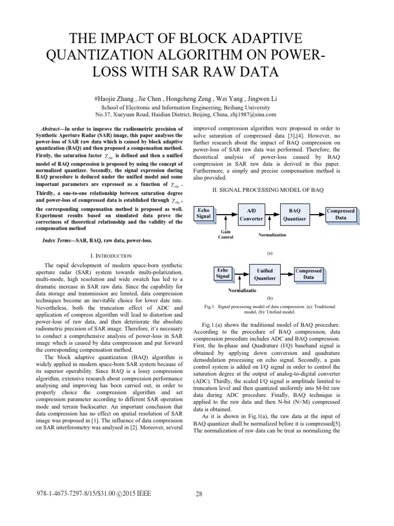 The Impact of Block Adaptive Quantization Algorithm On Power-Loss With Sar Raw Data | PDF | Data ...