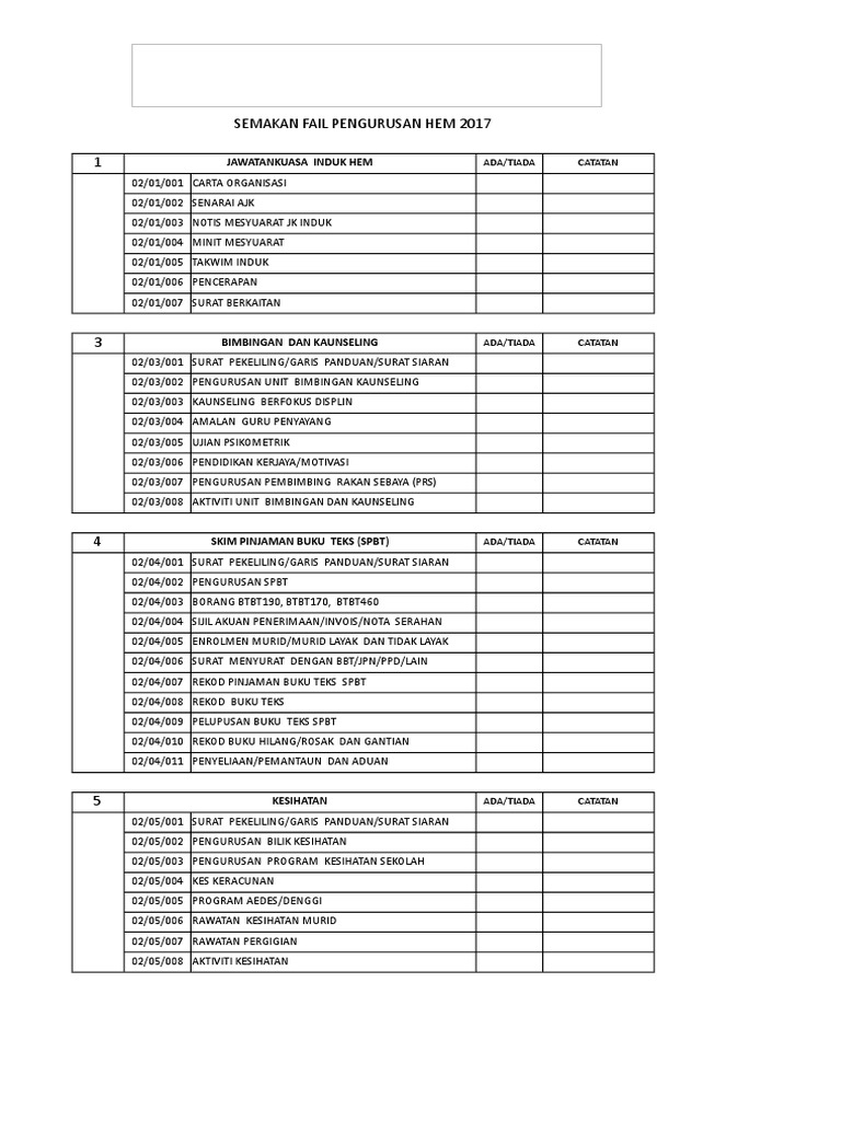 Senarai Semak Fail Hem | PDF