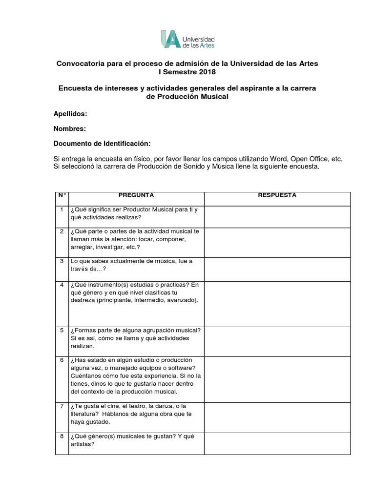 Encuesta de Intereses en Producción Musical | PDF | Ciencias sociales