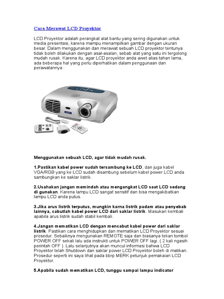 Cara Merawat LCD Proyektor | PDF