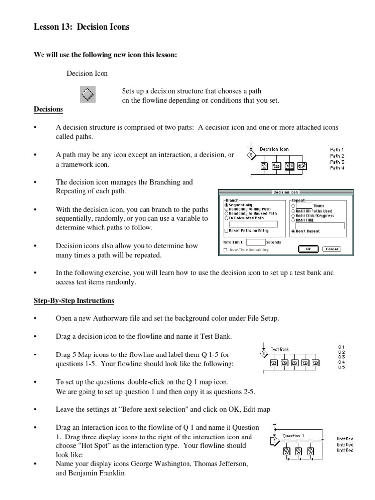 Lesson 13: Decision Icons: We Will Use The Following New Icon This Lesson | PDF | Double Click ...