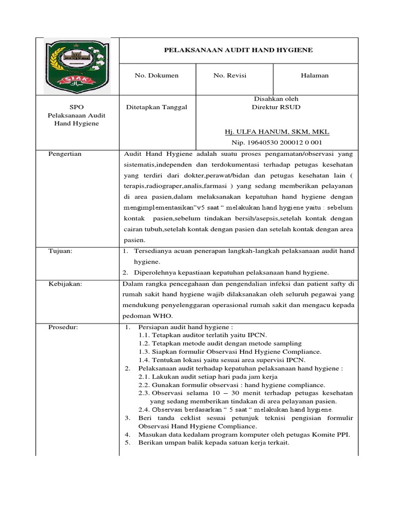 Pelaksanaan Audit Hand Hygiene | PDF