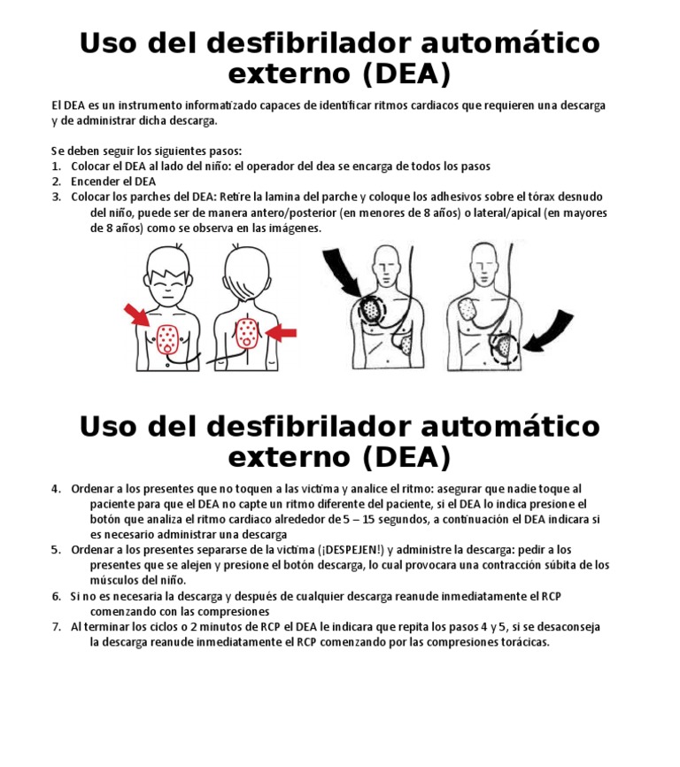 Pasos para usar el DEA en adultos | PDF