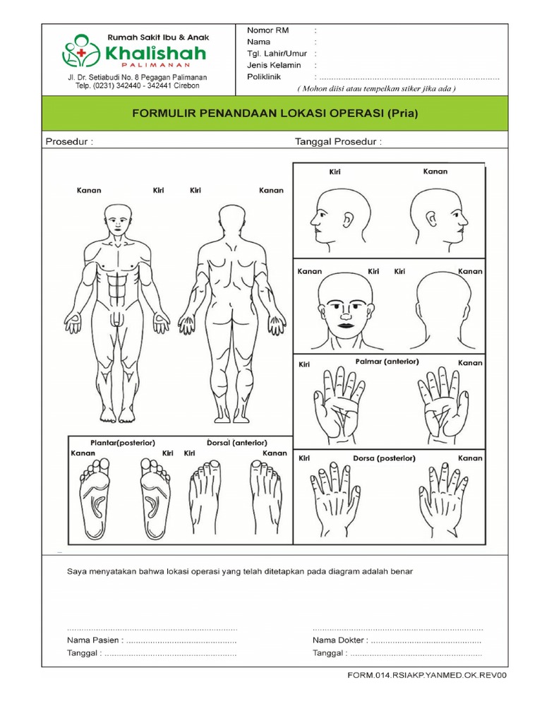 Formulir Penandaan Lokasi Operasi Wanita Dan Pria | PDF