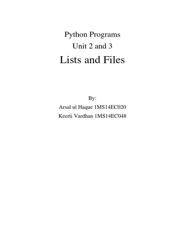 PyCode Files&Lists | PDF | Filename | Notation