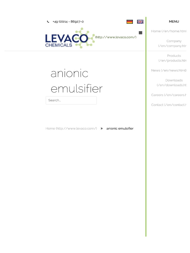 Anionic Emulsifier - LEVACO | PDF