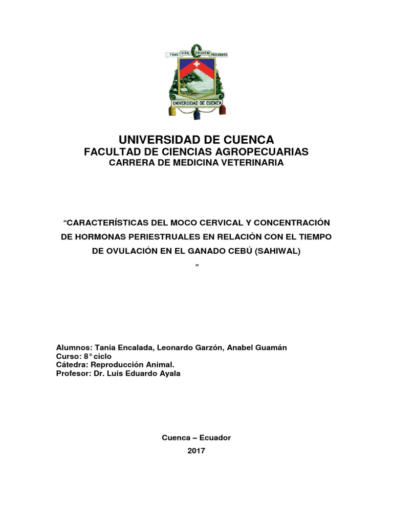 Características Del Moco Cervical Y Concentración De Hormonas
