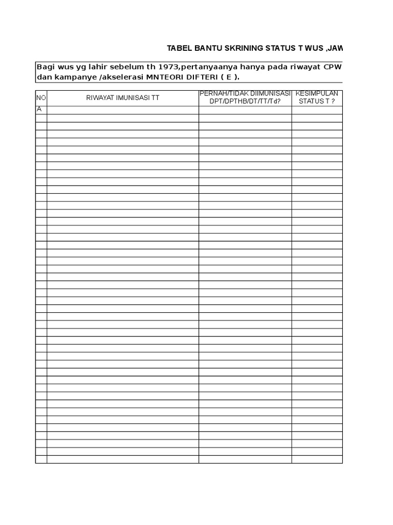 Skrining Imunisasi TT pada WUS | PDF | Kesehatan Holistik | Sains & Matematika