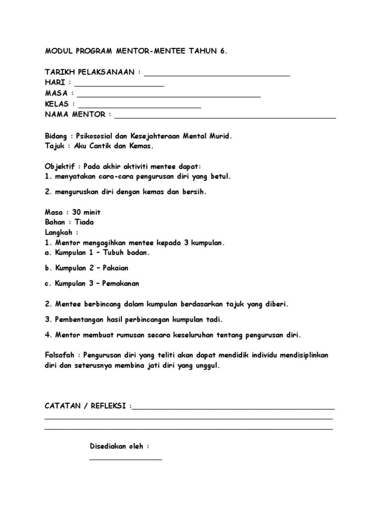 Modul Program Mentor-Mentee Tahun 6 | PDF
