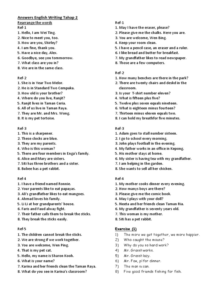 Answers English Writing - Tahap 1 | Download Free PDF | Nature