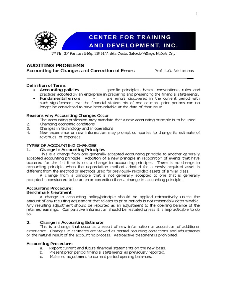Correction of Error LECTURE | PDF | Income Statement | Deferral