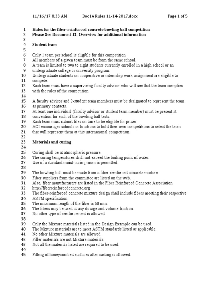Frc Bowling Rules Pdf Materials Sports
