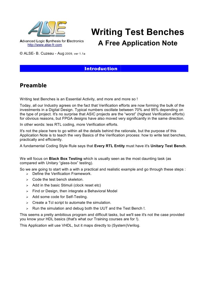 Writing Test Benches: A Free Application Note | PDF | Vhdl | Hardware ...