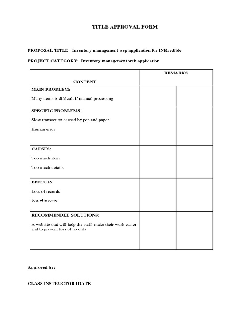 Title Approval Form: Many Items Is Difficult If Manual Processing | PDF