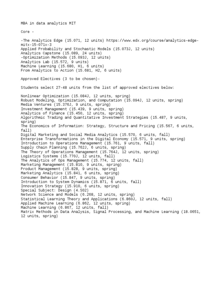 MIT Data Analytics Mba Courses | PDF