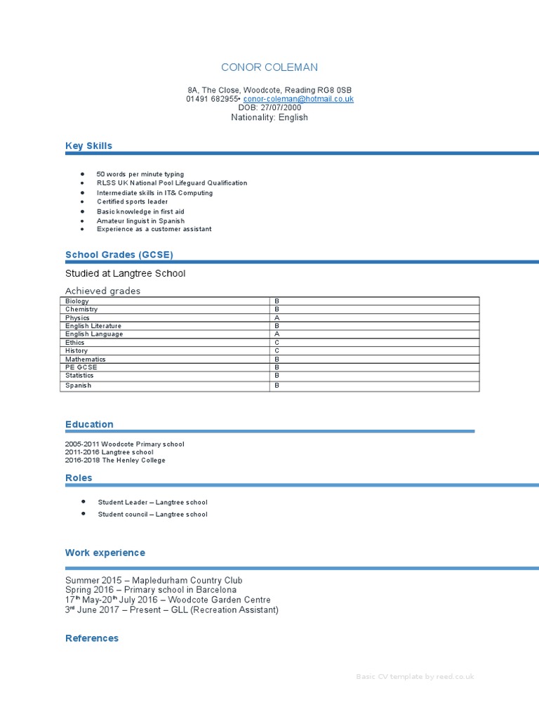Conor 27s CV 01 05 17 | PDF