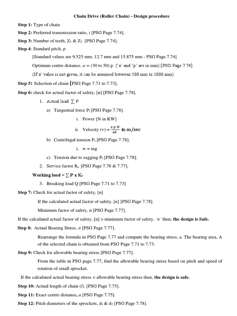 Chain Drive Design Procedure | PDF | Speed | Mechanical Engineering
