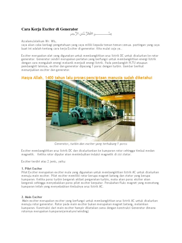 Cara Kerja Exciter pada Generator | PDF
