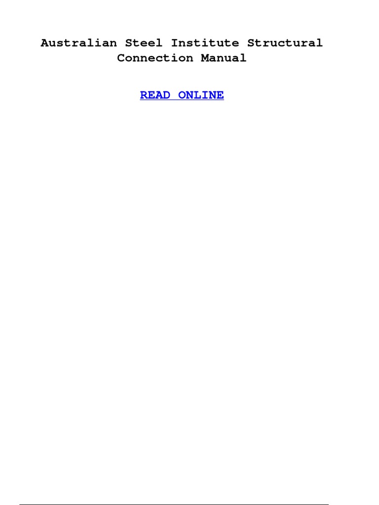 Australian Steel Institute Structural Connection Manual | PDF ...