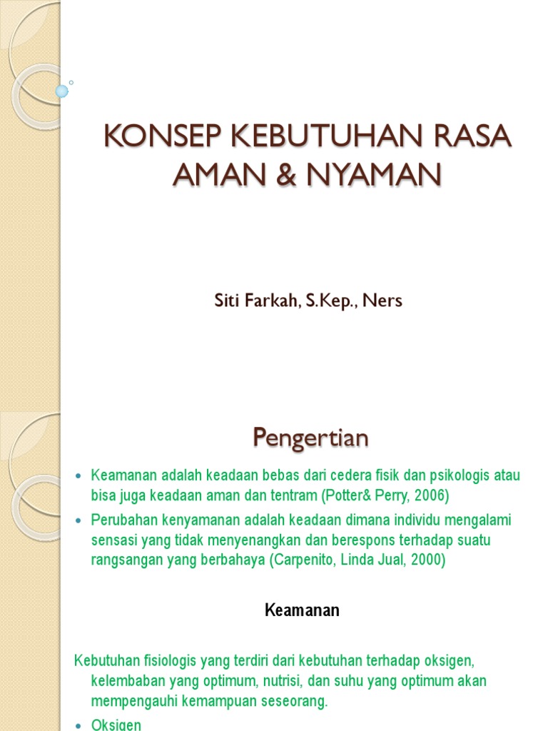 Konsep Kebutuhan Rasa Aman & Nyaman | PDF