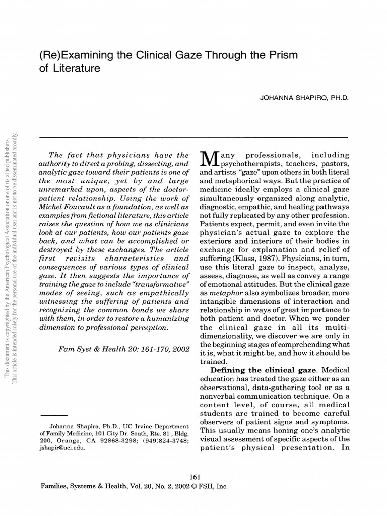 Clinical Gaze Through The Prism of Literature | PDF | Physician | Medicine