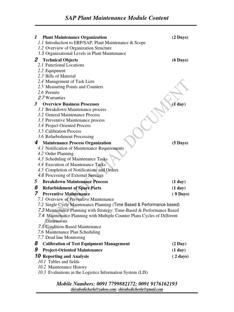 Plant Maintenance Module ContentPDF | PDF | Business Process ...