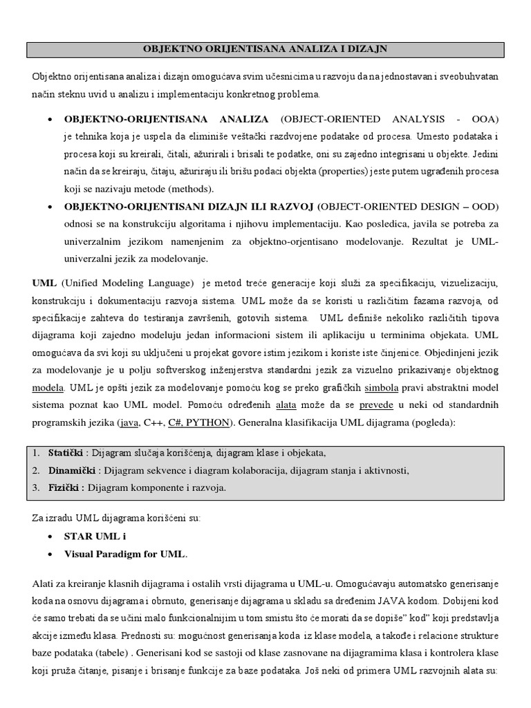 Objektno Orijentisana Analiza I Dizajn | PDF