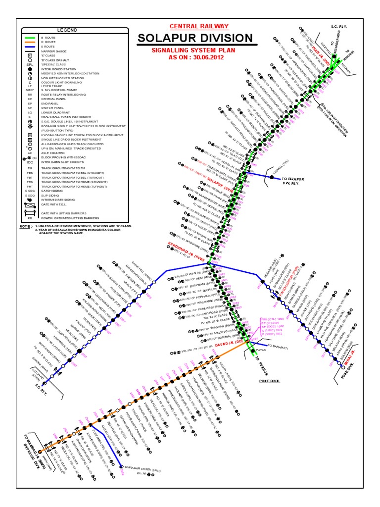 Solapur Divn Map | Download Free PDF | Rail Infrastructure | Rail Transport