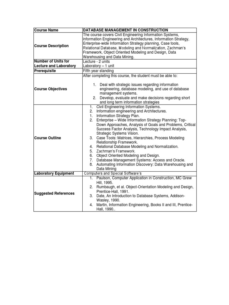 Database in Construction | PDF | Databases | Engineering
