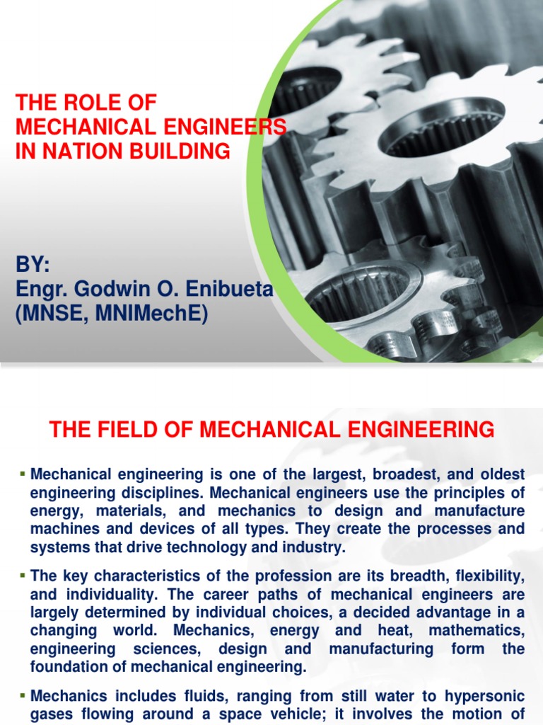 The Role of Mech Engrs in Nation Building | PDF | Mechanical Engineering | Fuels