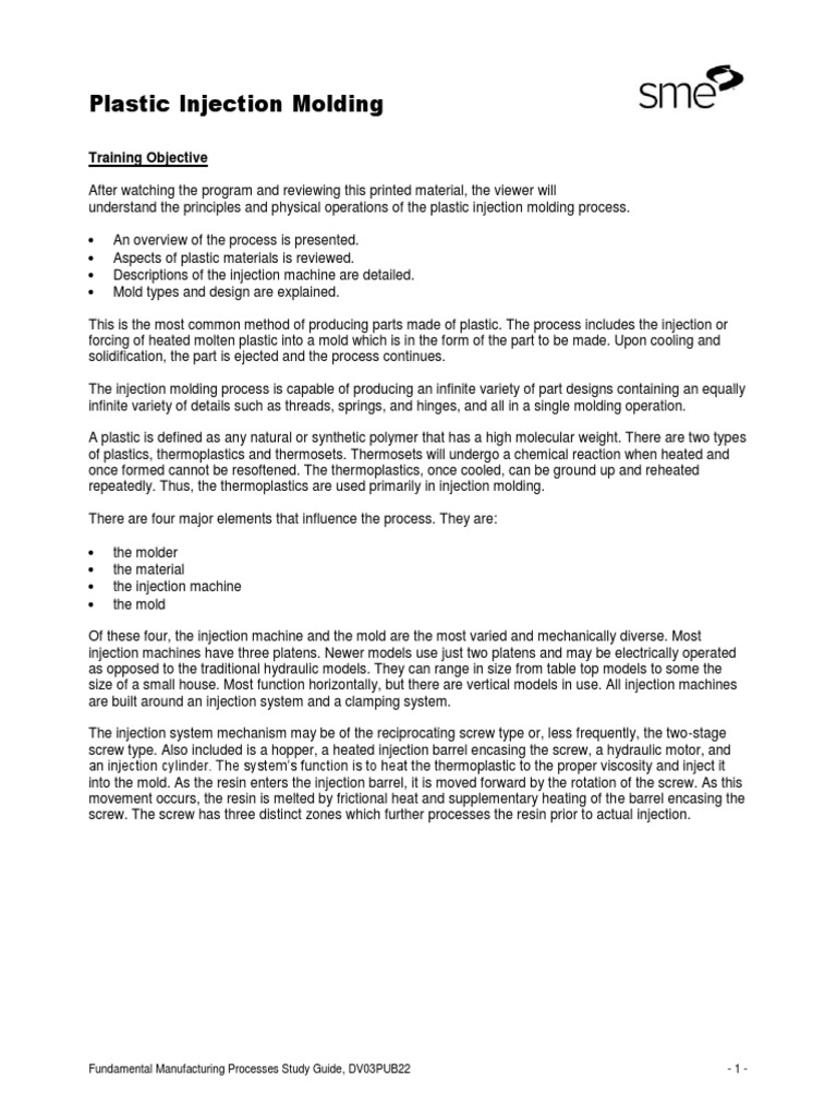 Plastic Injection Moulding Study Guide | PDF | Plastic | Thermoplastic
