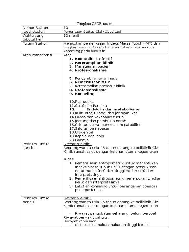 OSCE: Penentuan Status Gizi | PDF | Kesehatan Holistik | Sains & Matematika