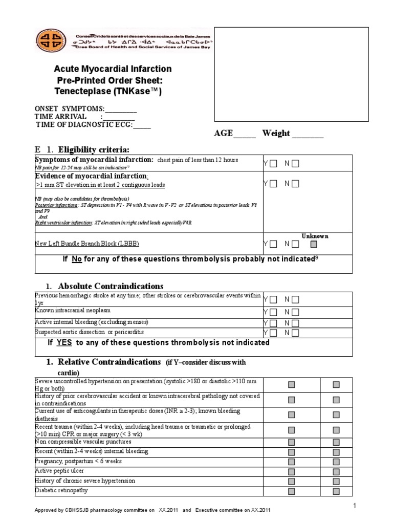 STEMI Thrombolysis Protocol STElevation MI | PDF | Myocardial ...