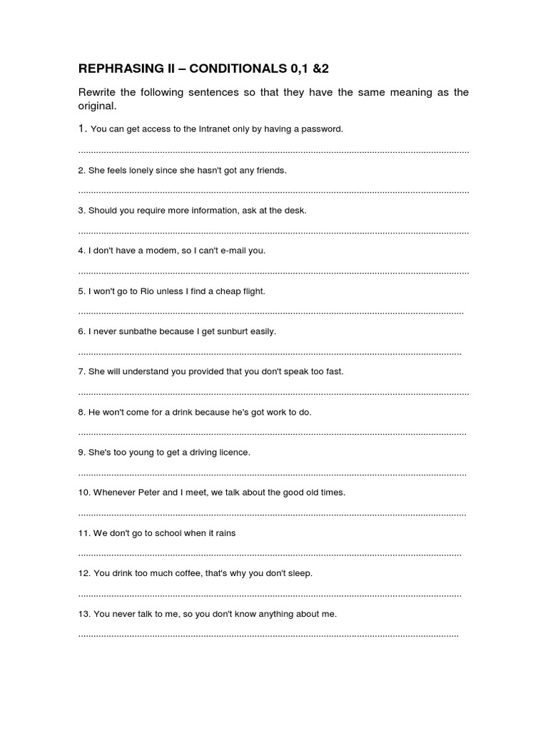 REPHRASING II Conditionals | PDF