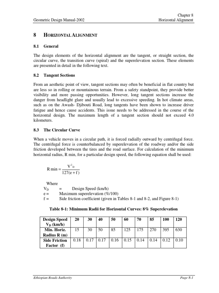 Horizontal Alignment Pdf Pdf Friction Curvature