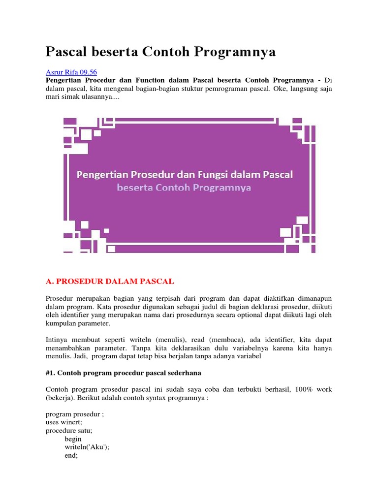 Pascal Beserta Contoh Programnya | PDF | Metode & Bahan Ajar | Komputer