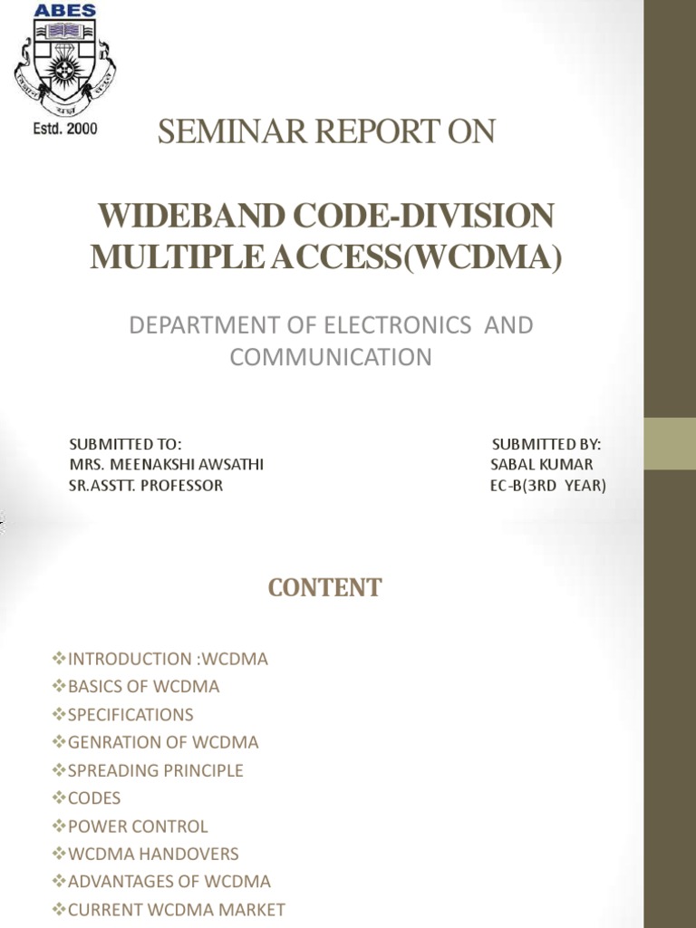 Seminar Report On: Wideband Code-Division Multiple Access (Wcdma) | PDF | Duplex ...
