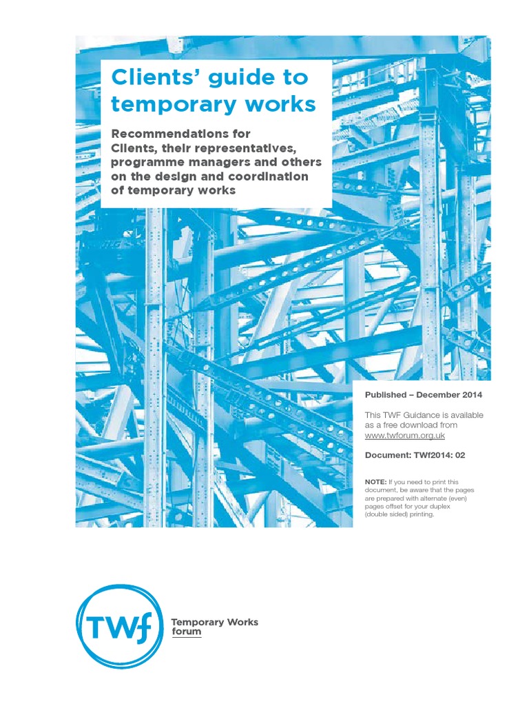 Clients’ guide to temporary works | Temporary Work | Risk
