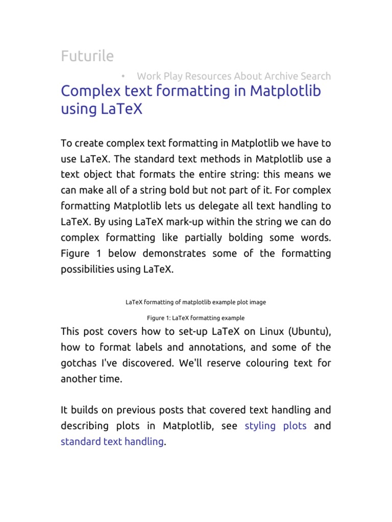 Complex Text Formatting in Matplotlib Using LaTeX | PDF | Text ...
